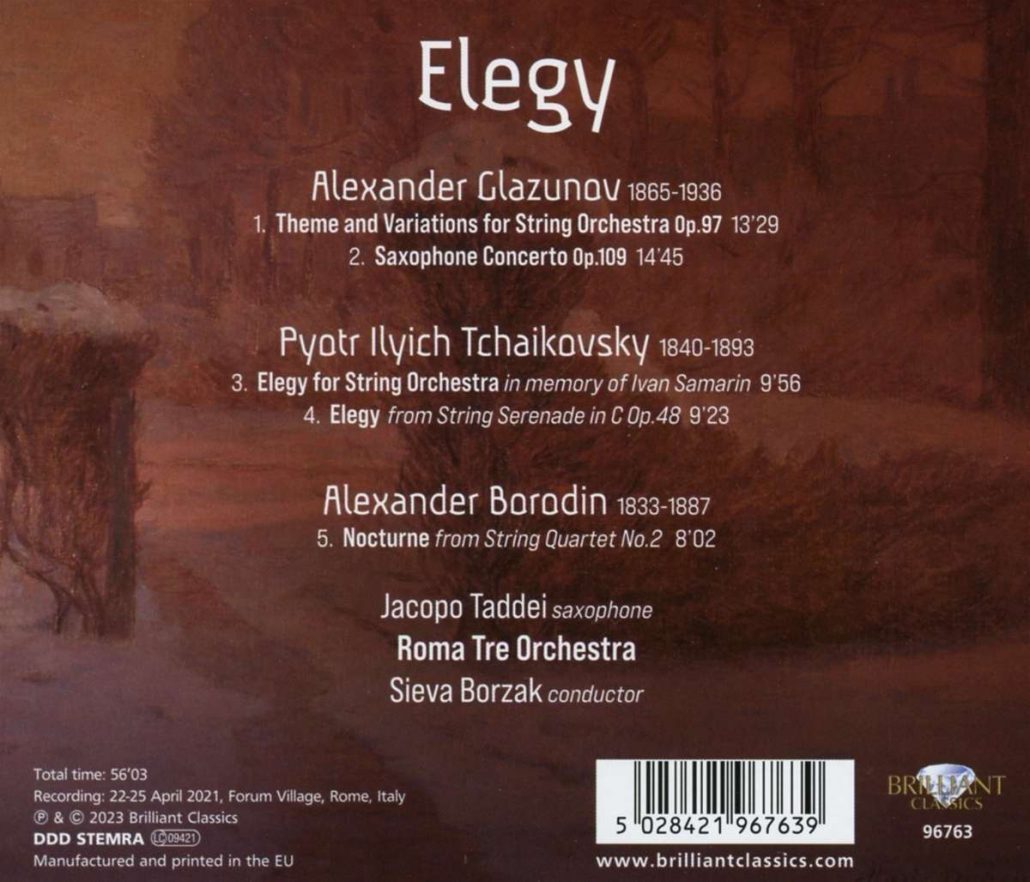 Elegy: Music By Glazunov, Tchaikovsky, Borodin - Loja Clássicos